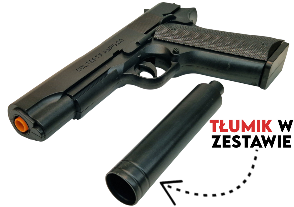 Policyjny Pistolet COLT Z Tłumikiem Na Strzałki Naboje Pianki EVA ...
