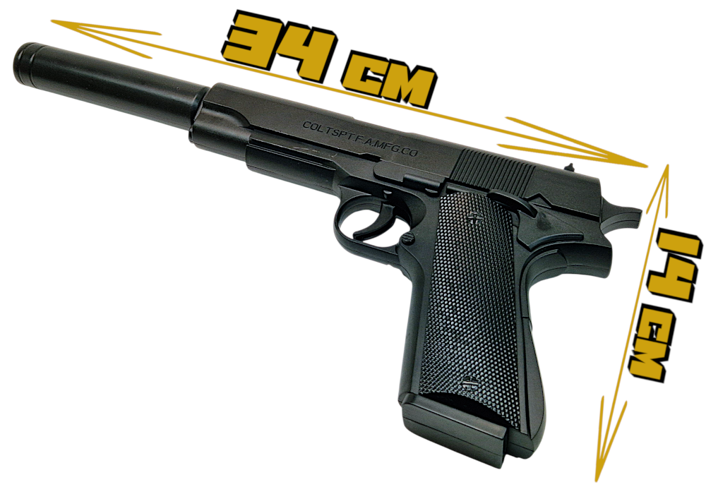 Policyjny Pistolet COLT Z Tłumikiem Na Strzałki Naboje Pianki EVA ...